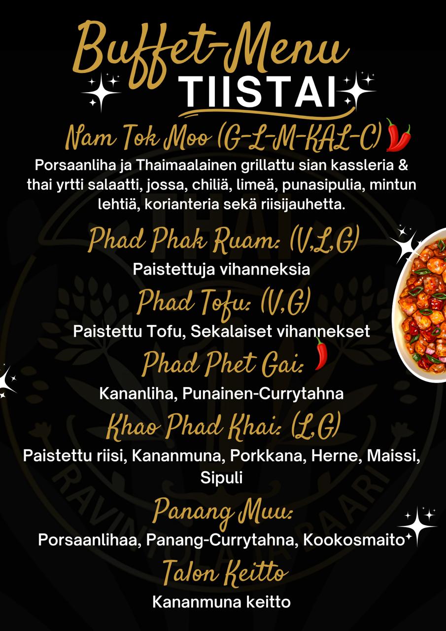 Buffet – Menu (Lounaslista viikko 11) – Thai One Ravintola & Baari